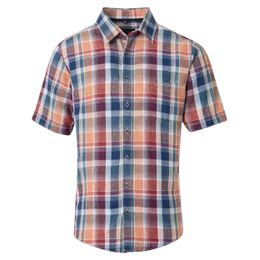 Kurzarmhemd Casamoda "Casamoda Leinenhemd Kurzarm kariert", Herren, Gr. M, Normalgr&ouml;&szlig;en, orange, 50% Leinen, 50% Baumwolle, kariert, l&auml;ssig geschnitten, Hemden