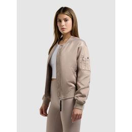 Blouson Khujo "BETH", Damen, Gr. L, latte beige, 97% Polyester, 3% Elasthan, gl&auml;nzend, slim fit, eingesetzt Rippstrickb&uuml;ndchen, Jacken Blouson
