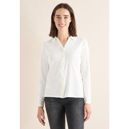 Langarmshirt Cecil, Damen, Gr. XL (44), vanillewei&szlig;, Web, 57% Baumwolle, 38% Modal, 5% Elasthan, unifarben, normal normal, V-Ausschnitt, abgesteppt, Shirts Langarmshirt, mit Knopfleiste