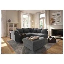 Ecksofa Collection AB "Innsbruck L-Form, B: 247 cm", grau (anthrazit), B:247cm H:87cm T:189cm, Microfaser PRIMABELLE (100% Polyester), Struktur (90% Polyester, 10% Polyacryl), Samtvelours (100% Polyester), Luxus-Microfaser Antiklederoptik (100% Polyester), Sofas, Ecksofa, 3 Zierkissen, Federkern