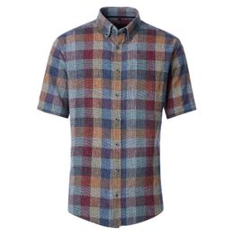 Kurzarmhemd Casamoda "Casamoda Leinenhemd Kurzarm kariert", Herren, Gr. XL, Normalgr&ouml;&szlig;en, blau, 50% Leinen, 50% Baumwolle, kariert, l&auml;ssig geschnitten, Hemden