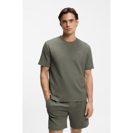 T-Shirt HUGO UNDERWEAR "Austin T-Shirt", Herren, Gr. L (52), dunkelgr&uuml;n 306, Single Jersey, Obermaterial: 60% Baumwolle, 40% Polyester, gerade, Rundhals, eingesetzt eingefasste Kante, Shirts T-Shirt, Waffelstruktur und Logo-Stickerei
