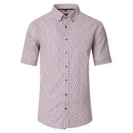 Kurzarmhemd Casamoda "Casamoda Leinenhemd Kurzarm Print", Herren, Gr. M, Normalgr&ouml;&szlig;en, rot, 50% Leinen, 50% Baumwolle, bedruckt, l&auml;ssig geschnitten, Hemden