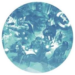 Fototapete Komar "Vlies selbstklebend - Avengers Blue Power - Gr&ouml;&szlig;e 125 x 125 cm", blau (blau, wei&szlig;, schwarz), B:125m L:125m, Vlies, Tapeten, Kinderzimmer