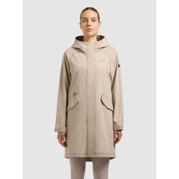 Kurzmantel Khujo "LEAL", Damen, Gr. L, moussy beige, Web, 75% Baumwolle, 25% Nylon, unifarben, regular fit, Raglan&auml;rmel mit Druckknopf, M&auml;ntel Kurzmantel