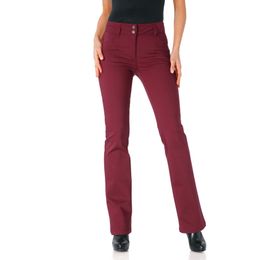 Bootcuthose Heine, Damen, Gr. 17, Kurzgr&ouml;&szlig;en, rot (bordeaux), 48% Baumwolle, 45% Polyester, 7% Elasthan, Miedereinsatz:15% Elasthan, 85% Polyamid, unifarben, lang, Hosen