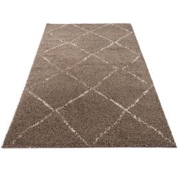 Hochflor-Teppich OCI DIE TEPPICHMARKE "Stockholm" Gr. 2, braun, B:80cm H:30mm L:150cm, Kunstfaser, Teppiche, Langflor, Shaggy, Wohnzimmer
