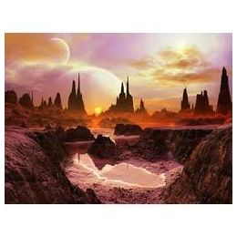 Fototapete papermoon "PLANETEN-FUTURISTISCH WELTRAUM MOND GALAXIE UNIVERSUM", bunt, B:4,5m L:2,8m, Vlies, Tapeten