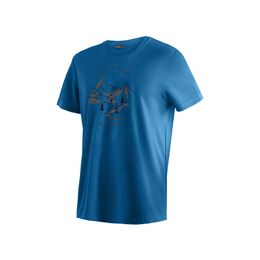 T-Shirt Maier Sports "Dieter Print", Herren, Gr. XXL, blau (saphirblau), 100% Polyester, Rundhals, Shirts T-Shirt, Herren Kurzarmshirt, leichtes Sommer Funktionsshirt, Rundhals, Reg Fit