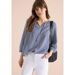 Langarmbluse Cecil, Damen, Gr. M (40), sporty denim blau, Stoff, 100% Viskose, gestreift, klassisch normal, V-Ausschnitt, B&uuml;ndchen, Blusen, mit 3/4 &Auml;rmeln