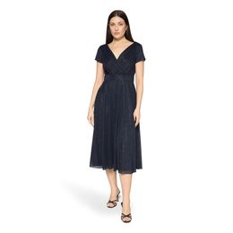 Cocktailkleid Vera Mont "Damen im Glitzer-Look", Damen, Gr. 48, Normalgr&ouml;&szlig;en, blau (dunkelblau, grau), Netz, Obermaterial: 100% Polyester; Futter: 100% Polyester, ausgestellt kurz, V-Ausschnitt, Kleider, Stoff