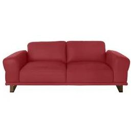 2,5-Sitzer W.Schillig "montanaa", rot (ruby rot z59), B:212cm H:78cm T:94cm, Sofas, mit Metallkufen in Bronze pulverbeschichtet, Breite 212 cm