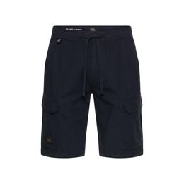 Cargoshorts Camel Active, Herren, Gr. 34, N-Gr, schwarz navy, Web, Obermaterial: 80% Baumwolle, 20% Leinen, unifarben, regular fit knielang, Hosen, mit Kordelzug und mit Leinen