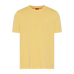 T-Shirt Hugo "Dero", Damen, Gr. L, medium gelb721, Single Jersey, Obermaterial: 100% Baumwolle, unifarben, regular fit normal, Rundhals, abgesteppte Kante, Shirts T-Shirt, Rundhalsausschnitt, Regular Fit, Basic Must Have
