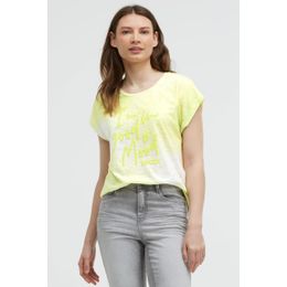 Rundhalsshirt SOCCX, Damen, Gr. L, vivid lemon, Web, Material: Grundmaterial: 100% Polyester, Ausbrenner: 100% Viskose, bedruckt, regular fit normal, Rundhals, Shirts Rundhalsshirt, mit Farbverlauf