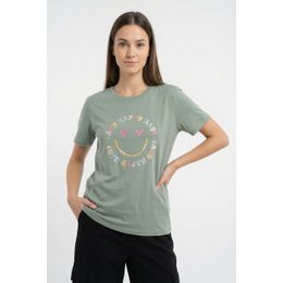 Kurzarmshirt Only "ONLKITA S/S TEE JRS NOOS", Damen, Gr. XS, lilypad print:smiley lazy, Jersey, Obermaterial: 100% Baumwolle, bedruckt, regular fit normal, Rundhals, Shirts, Baumwolle, regular fit