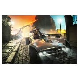 Fototapete papermoon "RETRO AUTO-ALTSTADT FANTASIE VINTAGE SPORT RACING XXL", bunt, B:4m L:2,6m, Vlies, Tapeten