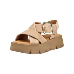 Plateausandaletten Gabor "Gabor Sandalen Leder", Damen, Gr. 37, braun, Leder, Schuhe