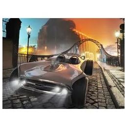 Fototapete papermoon "RETRO AUTO-ALTSTADT FANTASIE VINTAGE SPORT DESIGN XXL", bunt, B:4m L:2,6m, Vlies, Tapeten