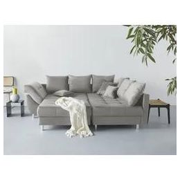 Ecksofa Collection AB "Innsbruck L-Form, B: 247 cm", grau (silbergrau), B:247cm H:87cm T:189cm, Microfaser PRIMABELLE (100% Polyester), Struktur (90% Polyester, 10% Polyacryl), Samtvelours (100% Polyester), Luxus-Microfaser Antiklederoptik (100% Polyester), Sofas, Ecksofa, Ecksofa und Hocker, Recamiere links oder rechts montierbar