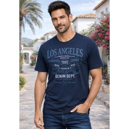 MAN'S WORLD T-Shirt MAN'S WORLD, Herren, Gr. XL (56/58), blau (marine), Single Jersey, Obermaterial: 100% Baumwolle, bedruckt, normal, Rundhals, Shirts T-Shirt, Kurzarm, mit Print, Rundhalsausschnitt, aus Baumwolle, Topseller
