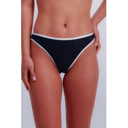 JOOP! Bikini-Hose JOOP JEANS "JEANS LOGOGRAM", Damen, Gr. 42, N-Gr, blau (navy), Microfaser, Obermaterial: 83% Polyamid, 10% sonstige Fasern, 7% Elasthan, Badehosen Bikini-Hose, mit tonalem Logoprint