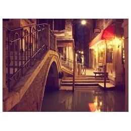 Fototapete papermoon "VENEDIG-CANAL GASSE ALTSTADT RETRO GASSE BLUMEN MAUER", bunt, B:4,5m L:2,8m, Vlies, Tapeten