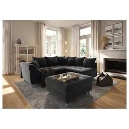 Ecksofa Collection AB "Innsbruck L-Form, B: 247 cm", schwarz, B:247cm H:87cm T:189cm, Microfaser PRIMABELLE (100% Polyester), Struktur (90% Polyester, 10% Polyacryl), Samtvelours (100% Polyester), Luxus-Microfaser Antiklederoptik (100% Polyester), Sofas, Ecksofa, 3 Zierkissen, Federkern
