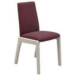 Polsterstuhl stressless "Laurel", rot (bordeaux batick, eiche gekalkt), B:57cm H:92cm T:59cm, Leder BATICK: BATICK ist ein leicht korrigiertes, durchgef&auml;rbtes und genarbtes M&ouml;belleder, bei dem die meisten Unebenheiten und Spuren in der Regel entfernt wurden., St&uuml;hle, Polsterstuhl, Low Back, Gr&ouml;&szlig;e M, mit abgerundeten Beinen in Eiche gekalkt