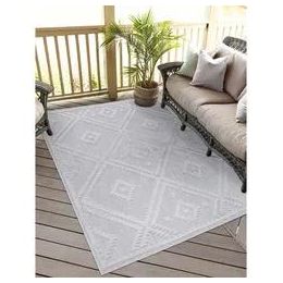 Teppich Carpet City "In-& Outdoorteppich Santorini 454, 3D-Effekt, Raute-Optik", grau, B:200cm H:5mm L:290cm, Polypropylen, Teppiche, Teppich, Wetterfest & UV-best&auml;ndig f&uuml;r Terrasse, Balkon, K&uuml;che, Flur