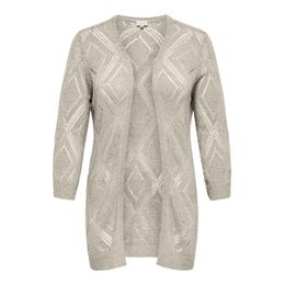 Strickjacke Only CARMAKOMA "CARPAMELA 4/5 OPEN CARDIGAN KNT", Herren, Gr. L, birch, Strick, Obermaterial: 55% Polyacryl, 45% Nylon, unifarben, V-Ausschnitt, Strickjacken Strickjacke