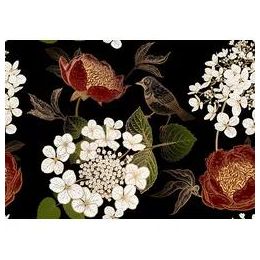 Fototapete papermoon "BLUMEN ABSTRAKT-MUSTER DESIGN VOGEL BLUMEN DECOR RETRO", bunt, B:3m L:2,23m, Vlies, Tapeten