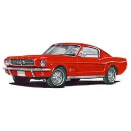 Fototapete papermoon "MUSTANG FASTBACK 1965-VINTAGE AUTO ILLUSTRATION RETRO", bunt, B:4,5m L:2,8m, Vlies, Tapeten