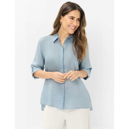 Kurzarmbluse Brax "Style VICKI", Damen, Gr. 38, dunkelblau, Web, 100% Leinen, Blusen