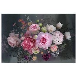 Fototapete papermoon "BLUMEN ABSTRAKT-MUSTER DESIGN ROSEN BLUMEN DECOR RETRO", bunt, B:3m L:2,23m, Vlies, Tapeten