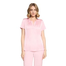 Satinbluse Betty Barclay "Damen kurzarm", Damen, Gr. 44, pink dolphin, Obermaterial: 97% Polyester, 3% Elasthan, l&auml;ssig geschnitten normal, V-Ausschnitt, Blusen