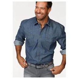Jeanshemd Arizona, Herren, Gr. 43/44 (XL), N-Gr, blau (blau stone), Jeans, Obermaterial: 100% Baumwolle, unifarben, Basic, normal, mit Kn&ouml;pfen, Hemden Jeanshemd, Western Stil, Topseller