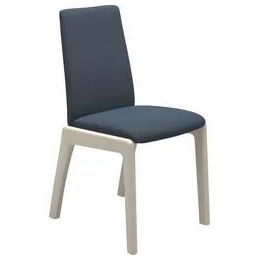 Polsterstuhl stressless "Laurel", blau (blau dinamica, eiche gekalkt), B:57cm H:92cm T:59cm, Microfaser DINAMICA (88% Polyester, 12% Polyurethan), St&uuml;hle, Polsterstuhl, Low Back, Gr&ouml;&szlig;e M, mit abgerundeten Beinen in Eiche gekalkt