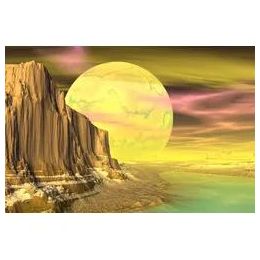 Fototapete papermoon "PLANETEN-FUTURISTISCH WELTRAUM MOND GALAXIE UNIVERSUM", bunt, B:5m L:2,8m, Vlies, Tapeten