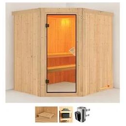 Sauna Karibu "Laila", beige (naturbelassen), Saunaofen, integrierte Steuerung, 3,6 kW, Saunen, Ofen 3,6 kW intgr. Strg