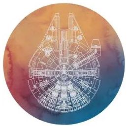 Fototapete Komar "Vlies selbstklebend - Star Wars Millennium Falcon - Gr&ouml;&szlig;e 125 x 125 cm", blau (blau, wei&szlig;, braun), B:125m L:125m, Vlies, Tapeten, Kinderzimmer