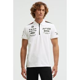 Poloshirt CAMP DAVID, Herren, Gr. S, wei&szlig;, Piqu&eacute;, Material: 97% Baumwolle, 3% Elasthan, bedruckt, regular fit normal, hoch geschlossener Ausschnitt, eingesetzt B&uuml;ndchen, Shirts, mit Baumwolle