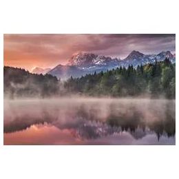 Fototapete papermoon "Photo-Art ANDREAS WONISCH, SONNENAUFGANG AM SEE", bunt, B:5m L:2,8m, Vlies, Tapeten