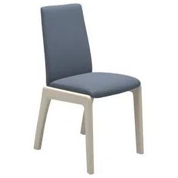 Polsterstuhl stressless "Laurel", blau (sparrow blau paloma, eiche gekalkt), B:57cm H:92cm T:59cm, Leder PALOMA: PALOMA ist ein durchgef&auml;rbtes Semianilin-M&ouml;belleder mit nat&uuml;rlicher Narbung., St&uuml;hle, Polsterstuhl, Low Back, Gr&ouml;&szlig;e M, mit abgerundeten Beinen in Eiche gekalkt