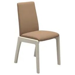 Polsterstuhl stressless "Laurel", braun (sand dinamica, eiche gekalkt), B:57cm H:92cm T:59cm, Microfaser DINAMICA (88% Polyester, 12% Polyurethan), St&uuml;hle, Polsterstuhl, Low Back, Gr&ouml;&szlig;e M, mit abgerundeten Beinen in Eiche gekalkt