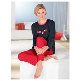 Schlafanzug, Damen, Gr. 40/42, schwarz (schwarz, rot), 100% Baumwolle, Homewear-Sets Schlafanzug