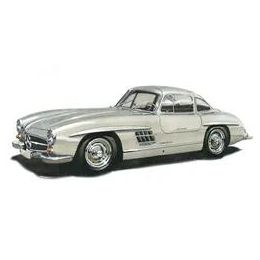 Fototapete papermoon "MB300SL GULLWING 1954 -VINTAGE AUTO ILLUSTRATION RETRO", bunt, B:3,5m L:2,6m, Vlies, Tapeten