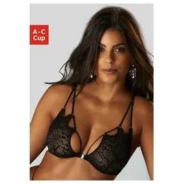 B&uuml;gel-BH JETTE, Damen, Gr. 85, Cup A, schwarz, Microtouch, Obermaterial: 88% Polyamid, 12% Elasthan, BHs B&uuml;gel-BH, aus transparentem Netzmaterial mit B&auml;nder-Look