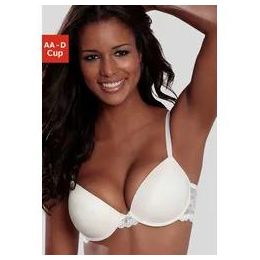 Push-up-BH Lascana, Damen, Gr. 90, Cup B, beige (creme), Spitze, Obermaterial: 82% Polyamid (TACTEL), 18% Elasthan (LYCRA), BHs Push-up-BH, mit B&uuml;gel und Spitzenr&uuml;cken, Dessous