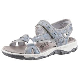 Riemchensandale Rieker, Damen, Gr. 39, blau (hellblau), Lederimitat, Textil, metallic, Schuhe Riemchensandale, Sommerschuh, Sandalette, Outdoorschuh in Trekking-Optik